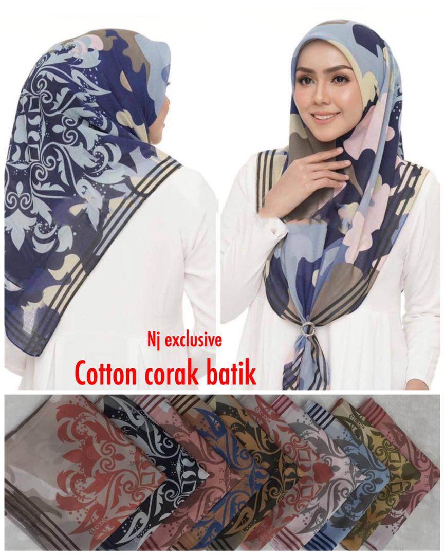 Tudung Bawal Cotton Corak Batik Ver 2.0 | Lazada