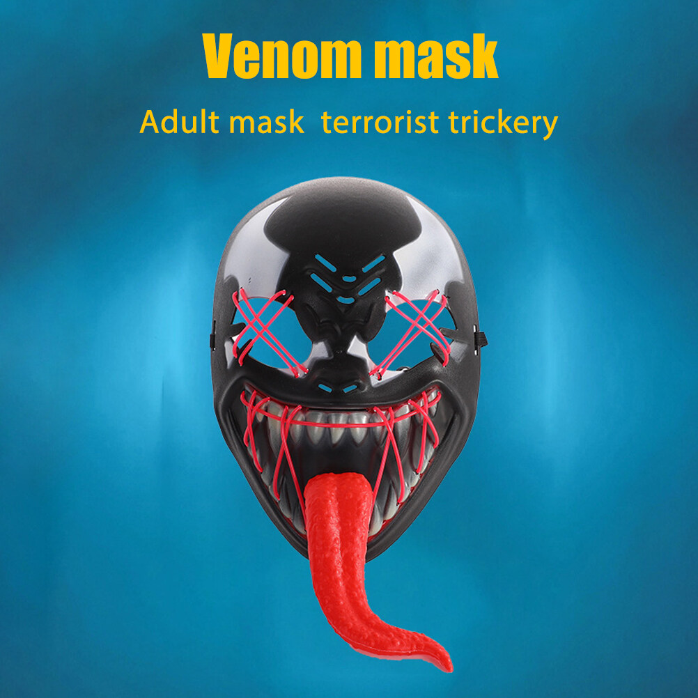 Halloween LED Light Up Face Cover Halloween Cosplay LED Scary Face ...