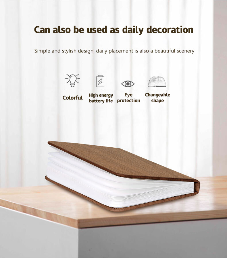 XMDS Mini Book Light Creativeของขวัญหน้าเปลี่ยนไม้พับUSBชาร์จไฟกลางคืน ...