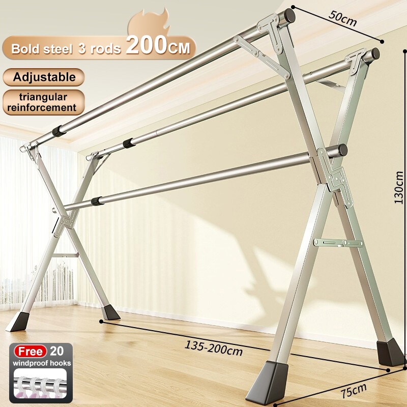 NINI 240cm Stainless Steel Drying Rack Extendable Cloth Hanger ...