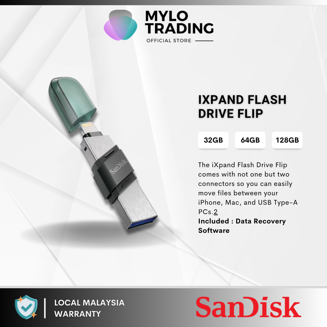 Sandisk iXpand Flip Flash Drive Flip OTG USB for iPhone & iPad (32GB ...