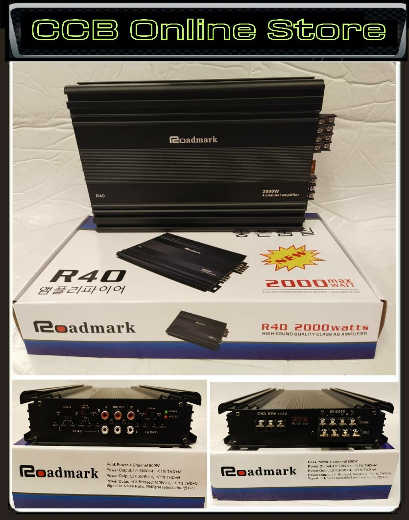 ROADMARK R40 4-CHANNEL CLASS AB HIGH PERFORMANCE MOSFET CAR AMPLIFIER ...