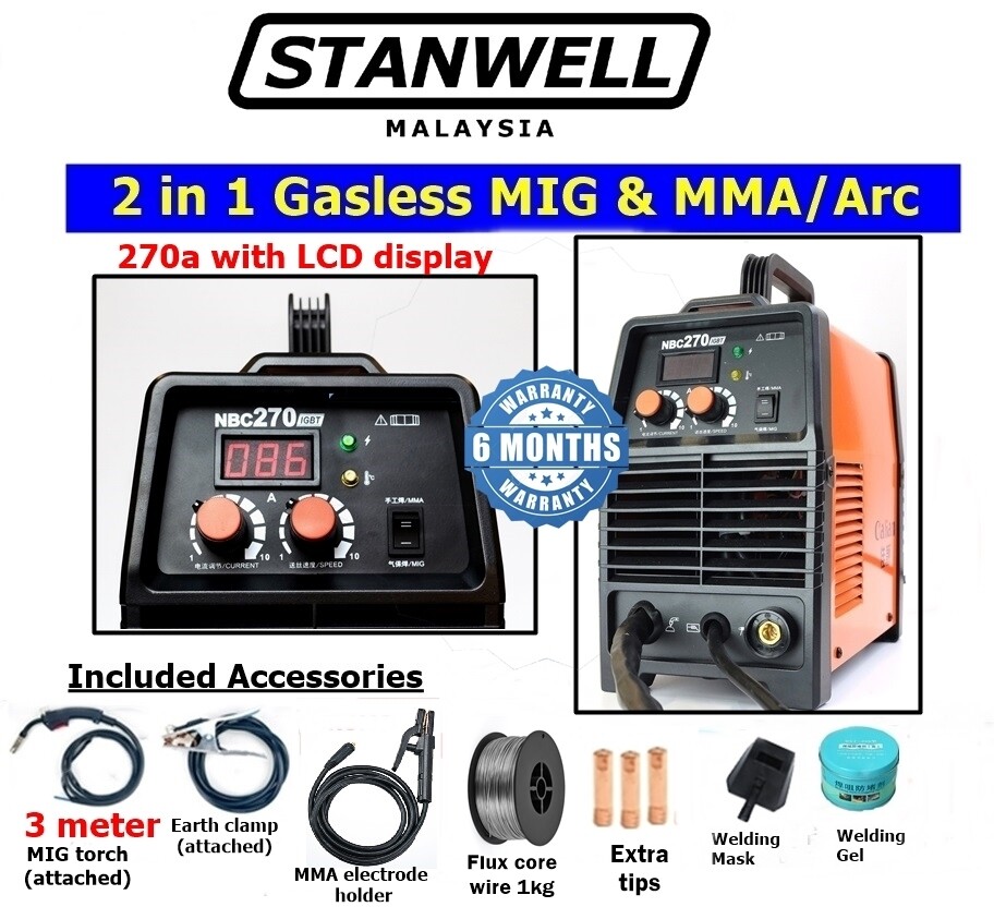 NBC 270 High Power MIG & MMA Gasless Welding Machine | Lazada