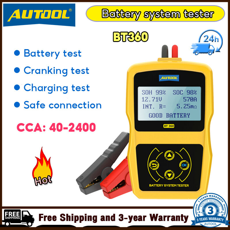 AUTOOL BT360 เครื่องทดสอบแบตเตอรี่รถยนต์ 12V เครื่องทดสอบโหลดแบตเตอรี่ ...