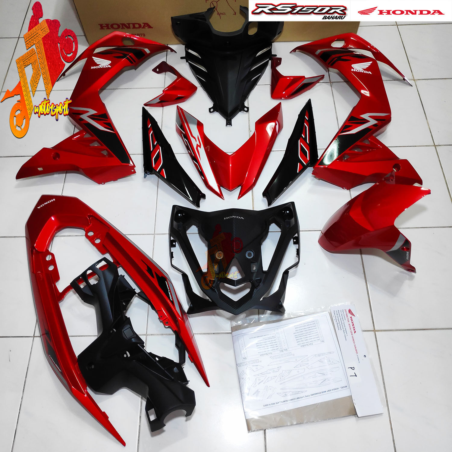 Honda Rs150 V1 Body Cover Set-Candy Red New With Stripe/Sticker-Original-Siap Lekat | Lazada