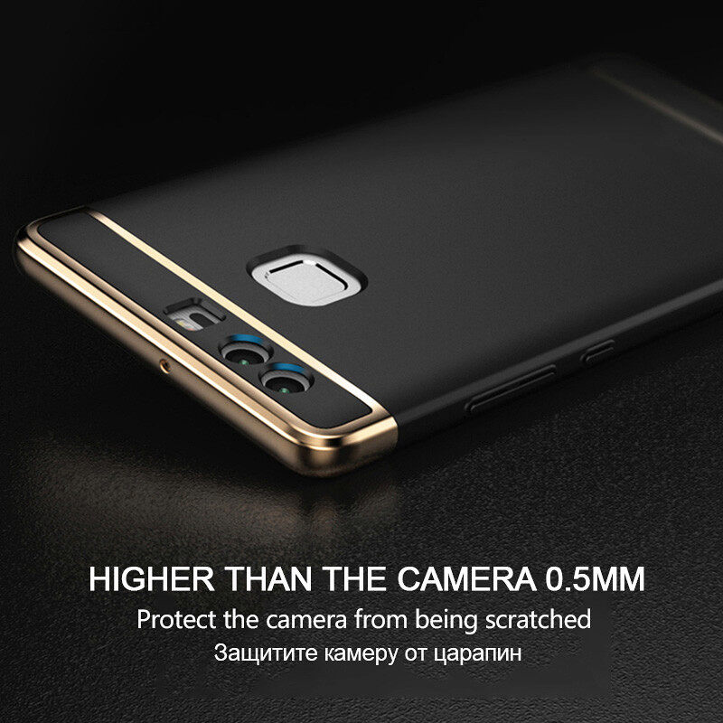 For Huawei P9 P10 Phone Case, 3 in 1 Luxury Gold Hard Case Back Cover ...