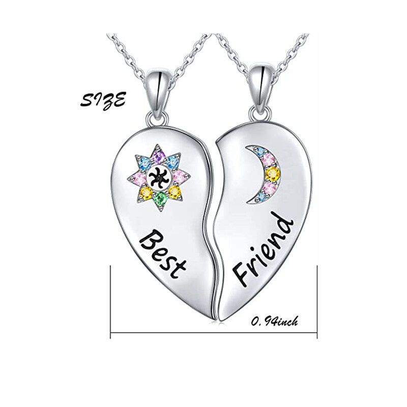 3.8 3.4CM Good Friends Necklace Best Friends Heart Splice Necklace BFF ...
