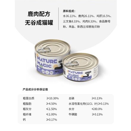 NATURE MAGIC Complete Balanced Cat Can 90g/185g High Meat Content Grain Free 自然魔法 新西兰猫咪主食罐 96% ...