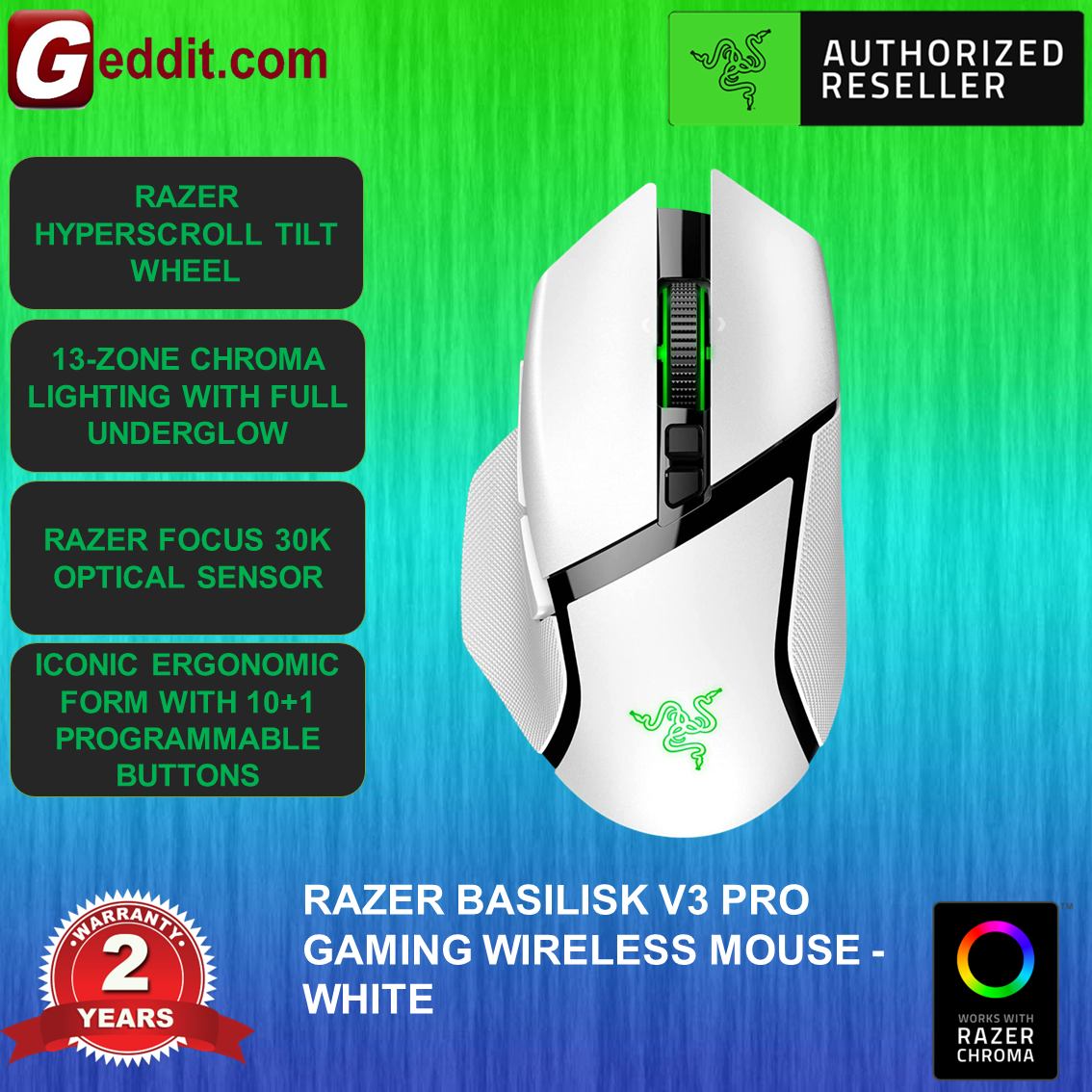 RAZER BASILISK V3 PRO - CUSTOMIZABLE WIRELESS GAMING MOUSE WITH RAZER ...