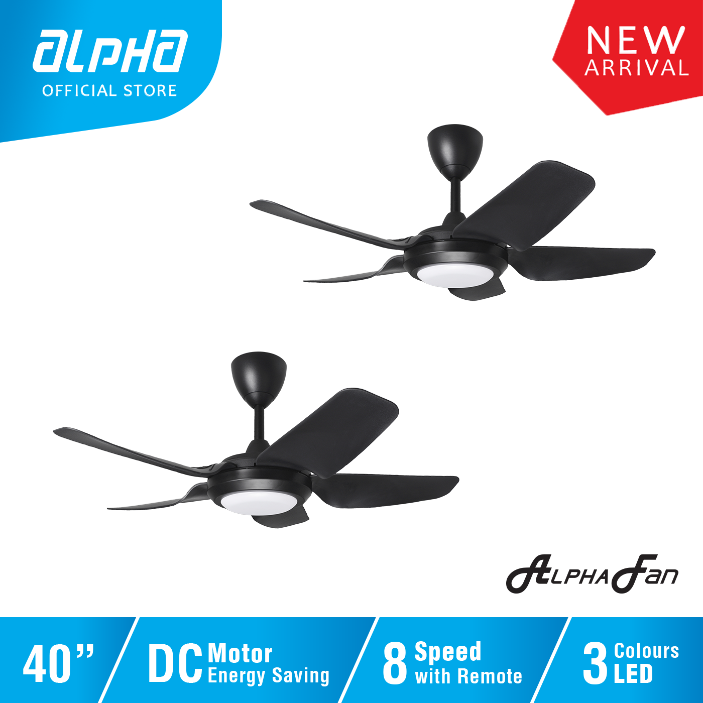 ALPHA AlphaFan - [Twin Pack] PRIMA LED 5B 40 Inch DC Motor Ceiling Fan ...