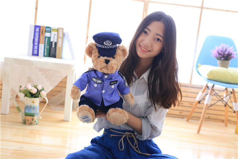 Chinese police teddy bear plush toy uniform doll gift enterprise logo ...