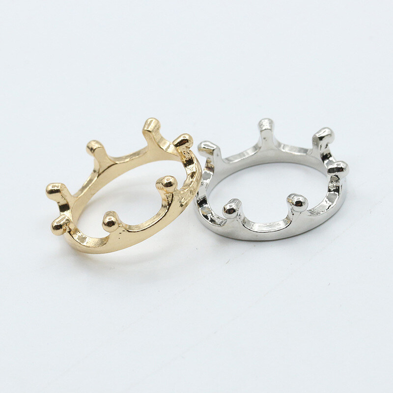 Simple Fashion Women Crown Rings Solid Color Plated Gold Silver Alloy ...