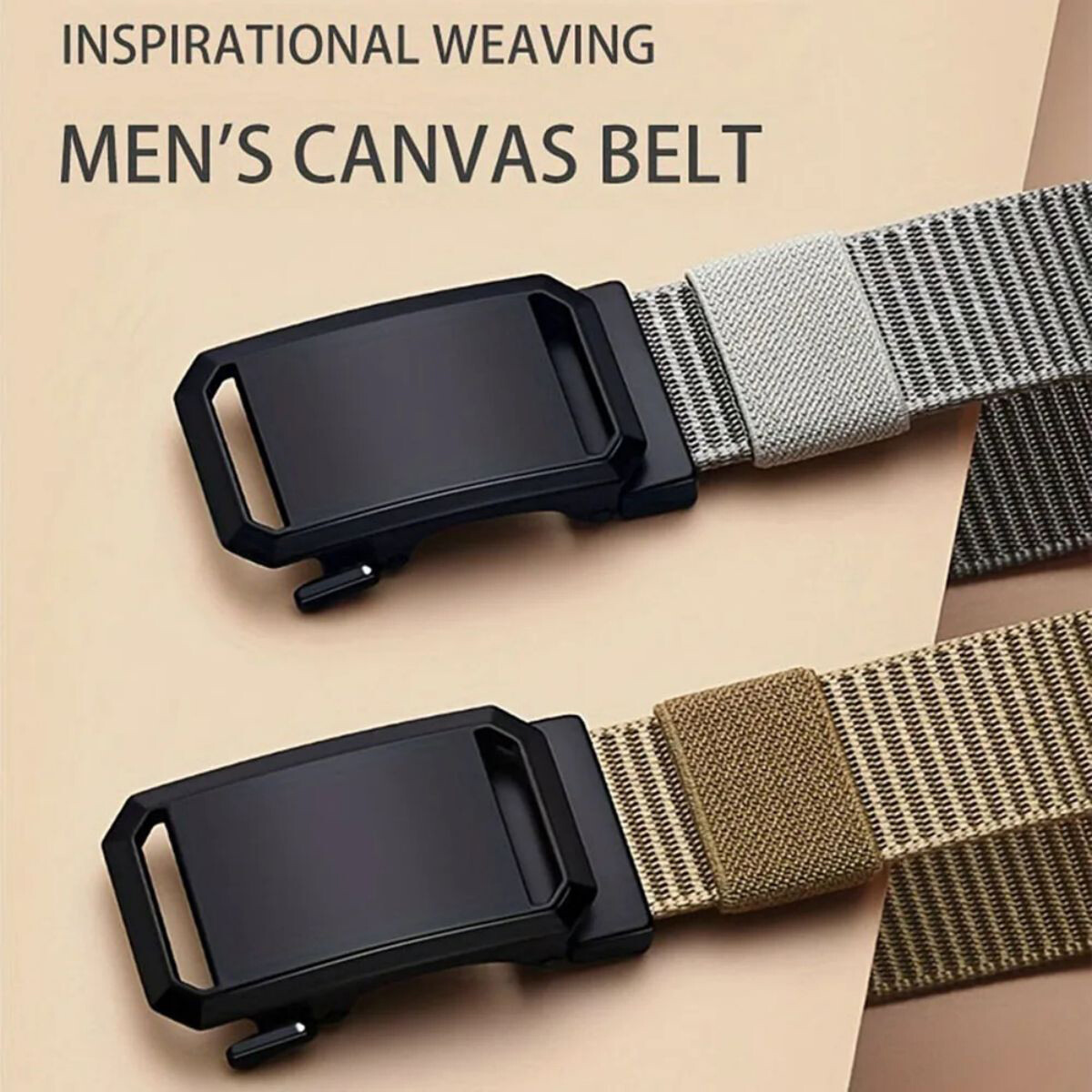 Shanglife Mens fabric belt with toothless automatic buckle mens casual ...