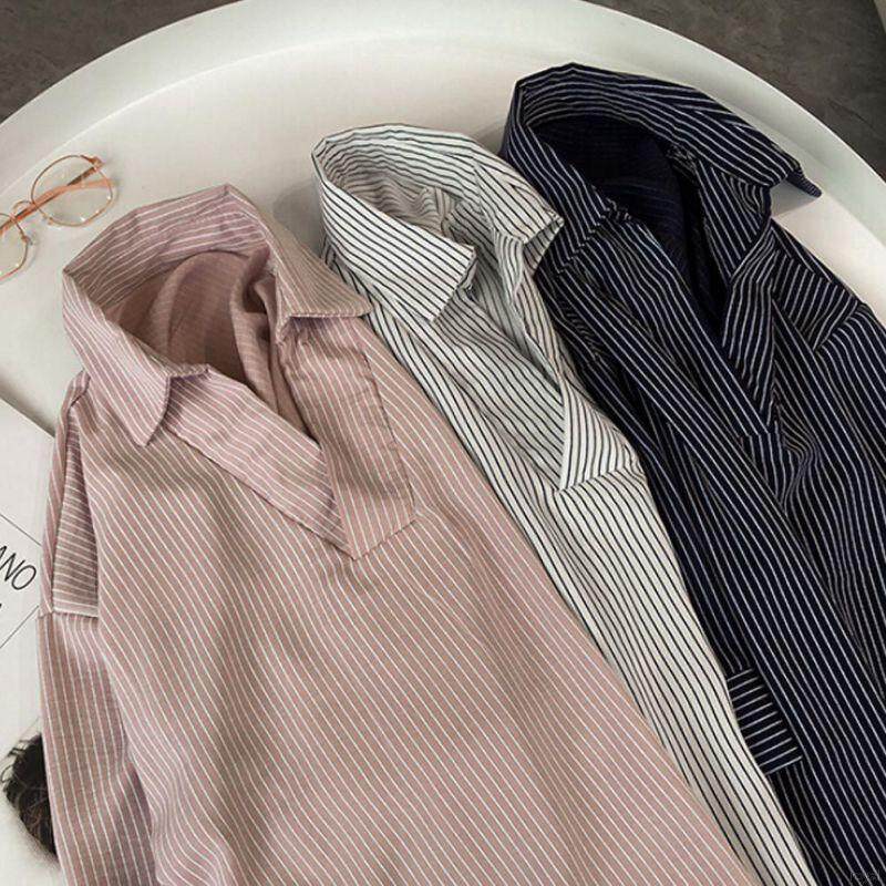 LILIANH JOKER Casual หลวม Slim Slim เสื้อลายหญิงเจ็ดจุดแขนเสื้อ ...