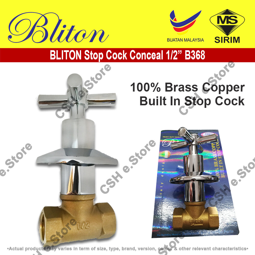 BLITON 1/2" Concrete Stop Cock B368 Full Turn Copper Brass Wall Flange ...