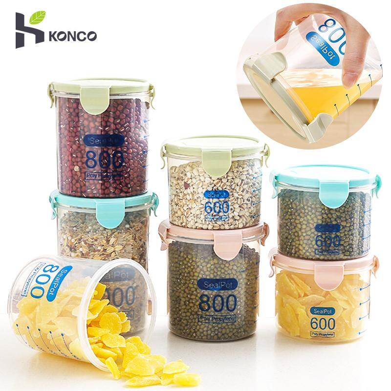 Konco 3 ชิ้นห้องครัวกล่องเก็บปิดผนึกรักษาความสดใหม่เหยือกที่มีขนาด PP ...