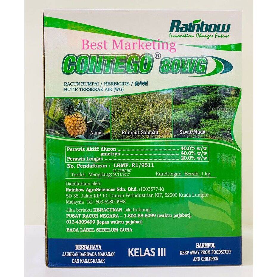 1KG CONTEGO 80WG RAINBOW /Diuron 40%, Ametryn 40% / Rumput Rumpai | Lazada