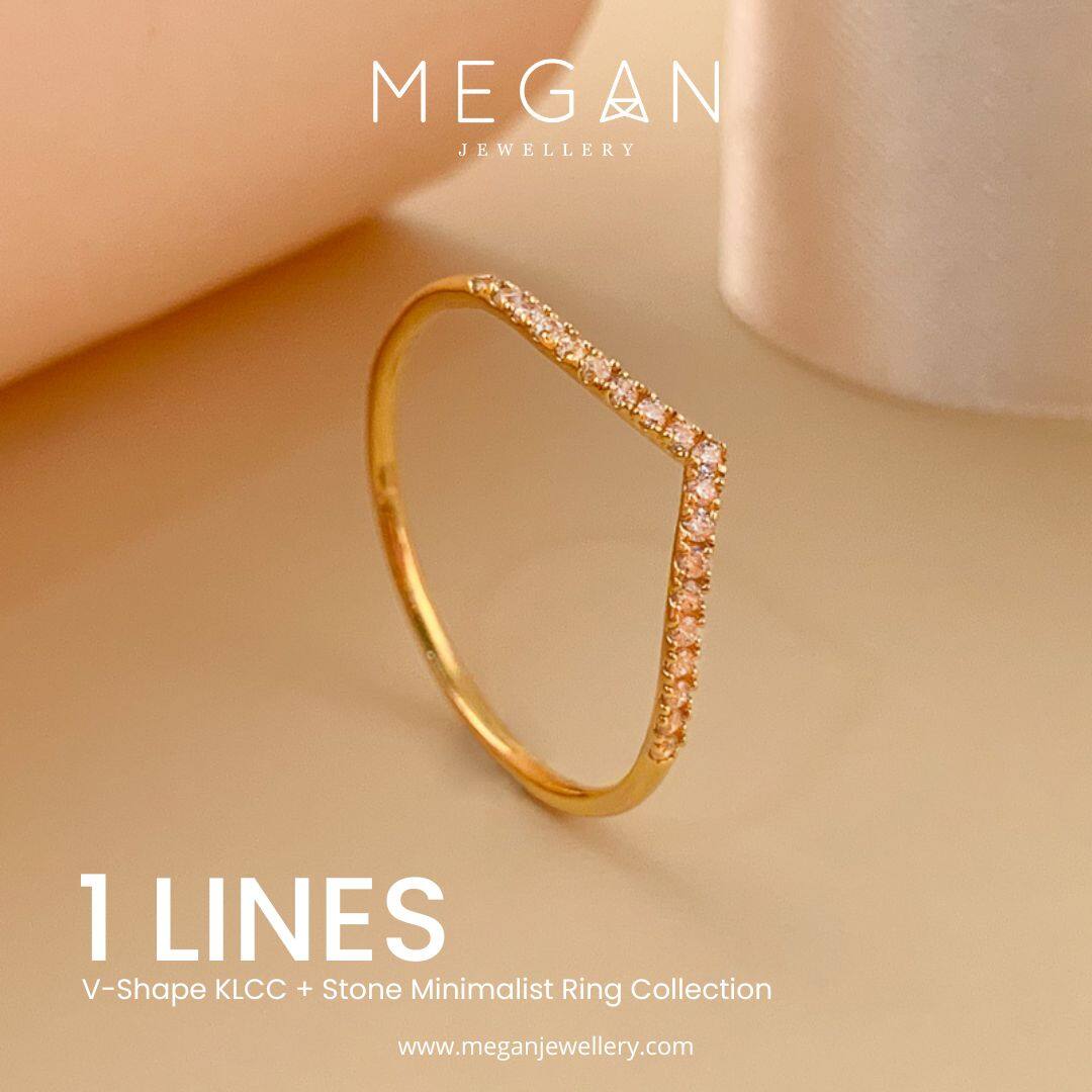 Megan Jewellery KLCC V Shape Rings Stone Collection Emas 916 | Lazada