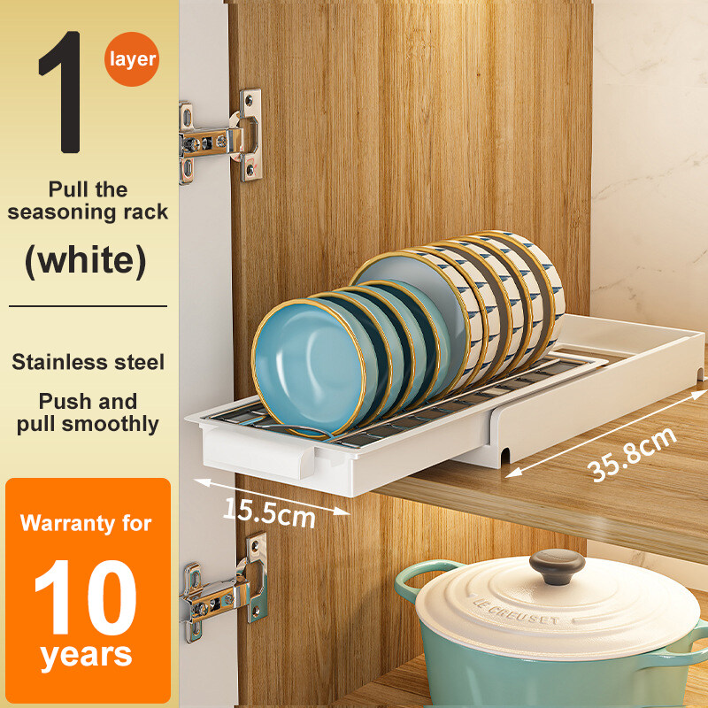 Kitchen pull-out tray storage rack basket storage tray stainless steel ...