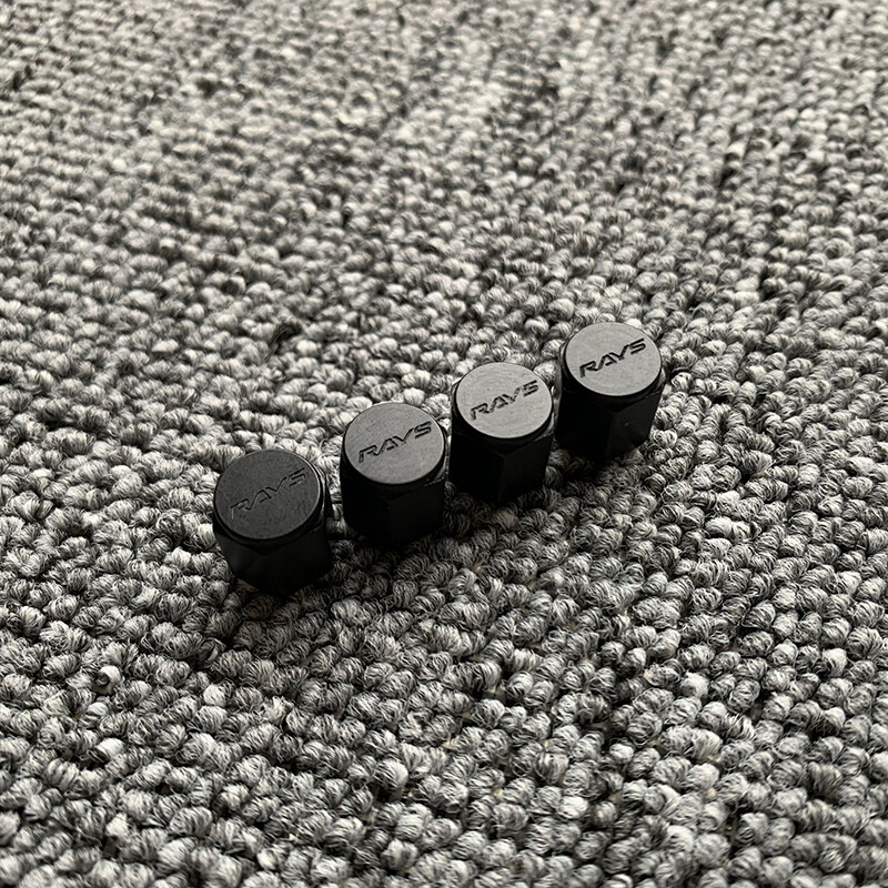 4 VOLK RACING RAYS TIRE VALVE STEM CAPS FORGED ALUMINUM BLACK UNIVERSAL ...