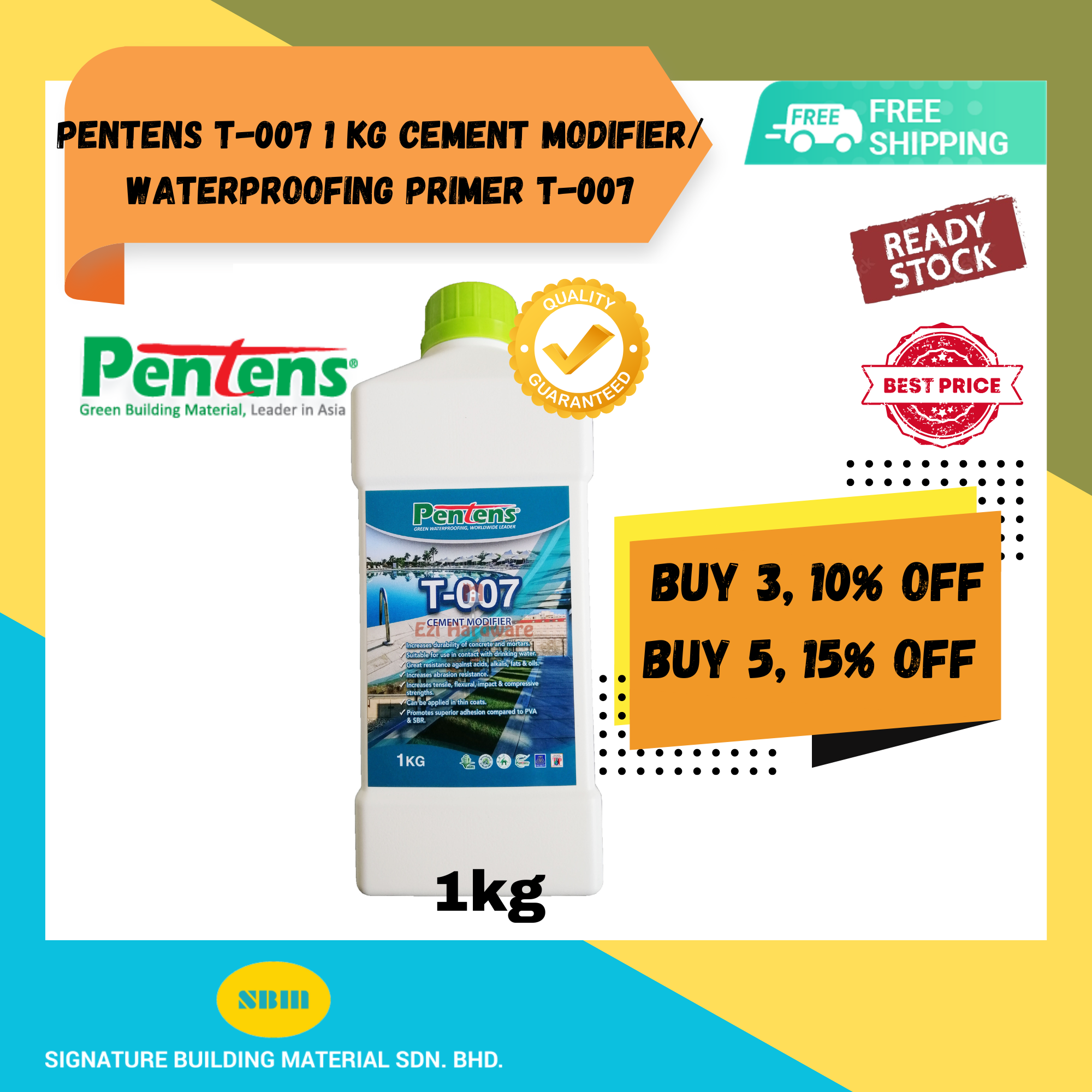 (Buy 3 off 10%) 1kg PENTENS T-007 Cement Modifier Pentens Waterproofing Primer WP Primer Cat ...