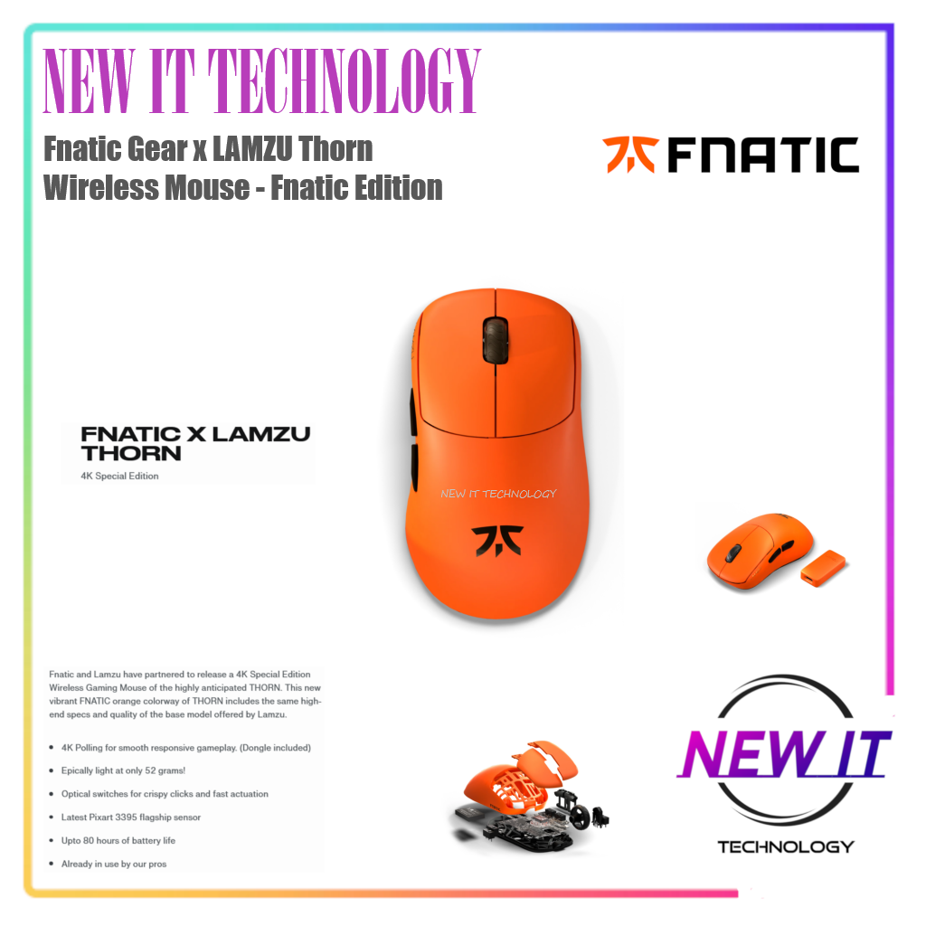 Fnatic Gear x Lamzu Thorn Wireless Pro Gaming Mouse 4K Special Edition ...