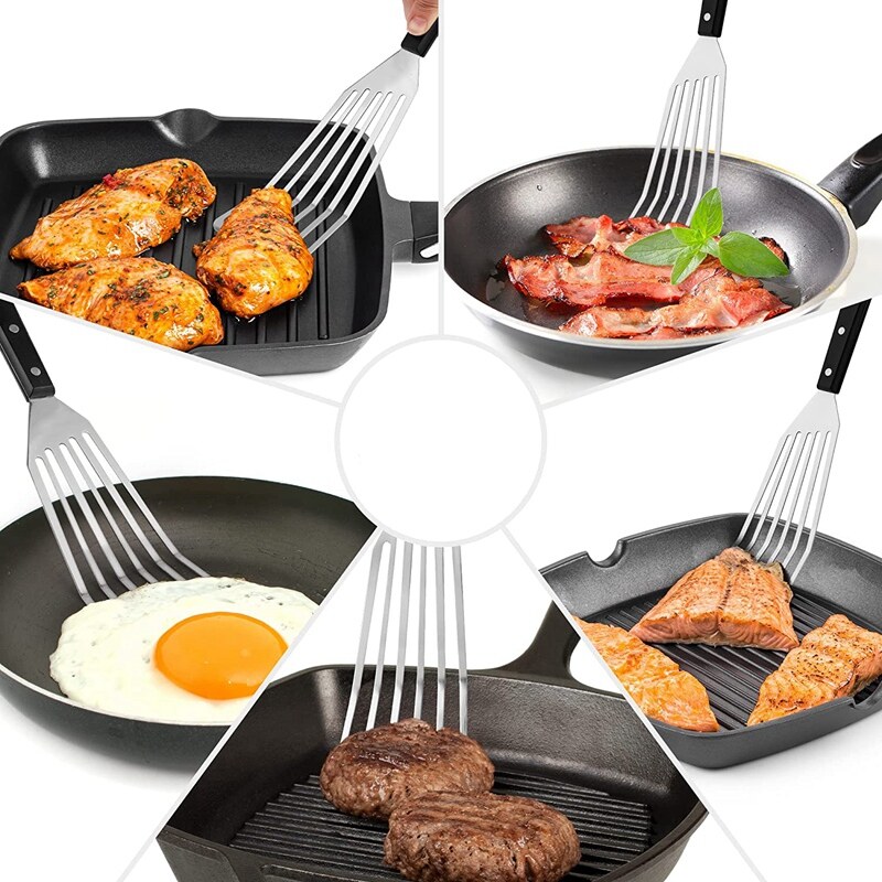 12.4Inch Fish Spatula- Slotted Fish Turner Spatula with Sloped Head ...