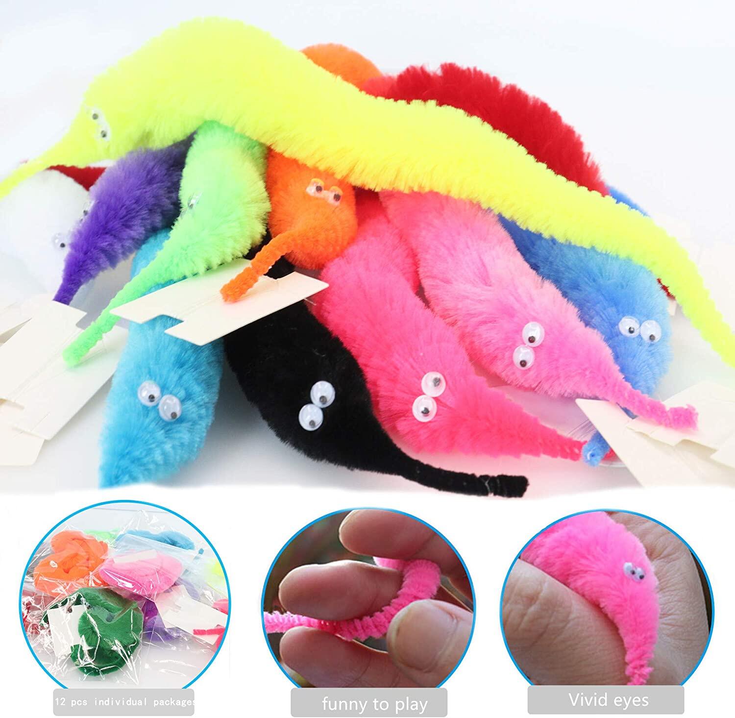 6/12 Pcs Magic Worm Kit ของเล่นแมว Wiggly Fuzzy Worms พร้อม Invisible ...