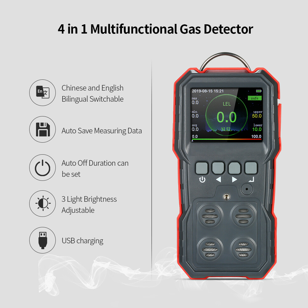 Industrial Digital Handheld 4 in 1 Gas Carbon Monoxide Detector Oxygen ...