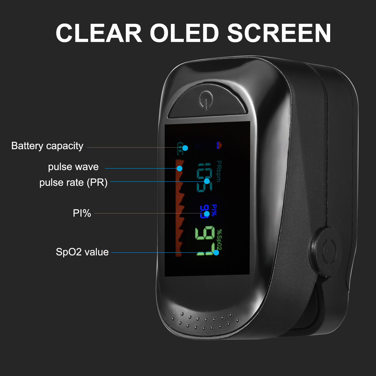 ปลายนิ้วเครื่องให้เลือดและออกซิเจนชีพจร Mini SpO2 Monitor ความอิ่มตัว ...