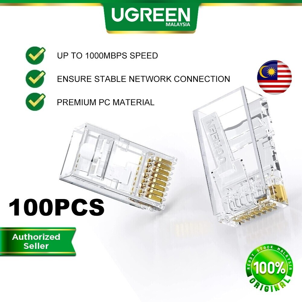 UGREEN RJ45 Connector Cat6 RJ45 Plug Ends Ethernet Cable Crimp Network ...