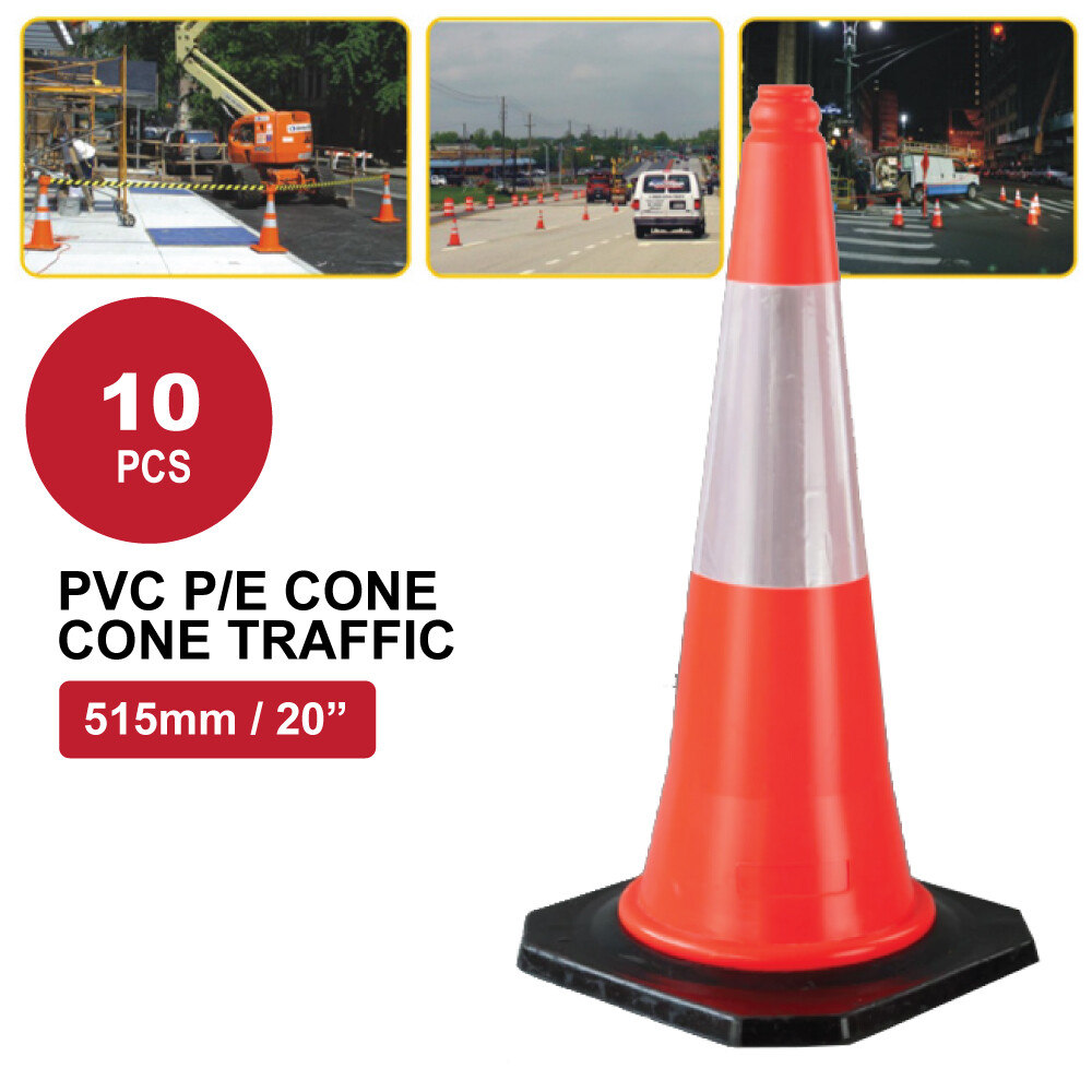 10pcs Portable Reflective 20 Inch PVC Heavy Base Safety Cone Ready ...