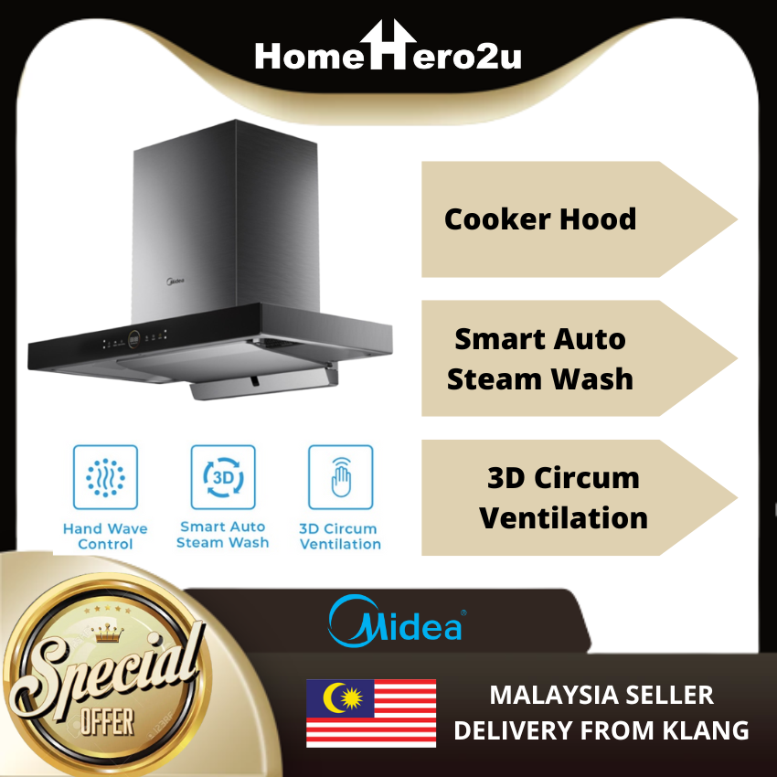 Midea Cooker Hood Duct Out Only MCH-90M80AT / Auto-Steam Wash / Gesture ...