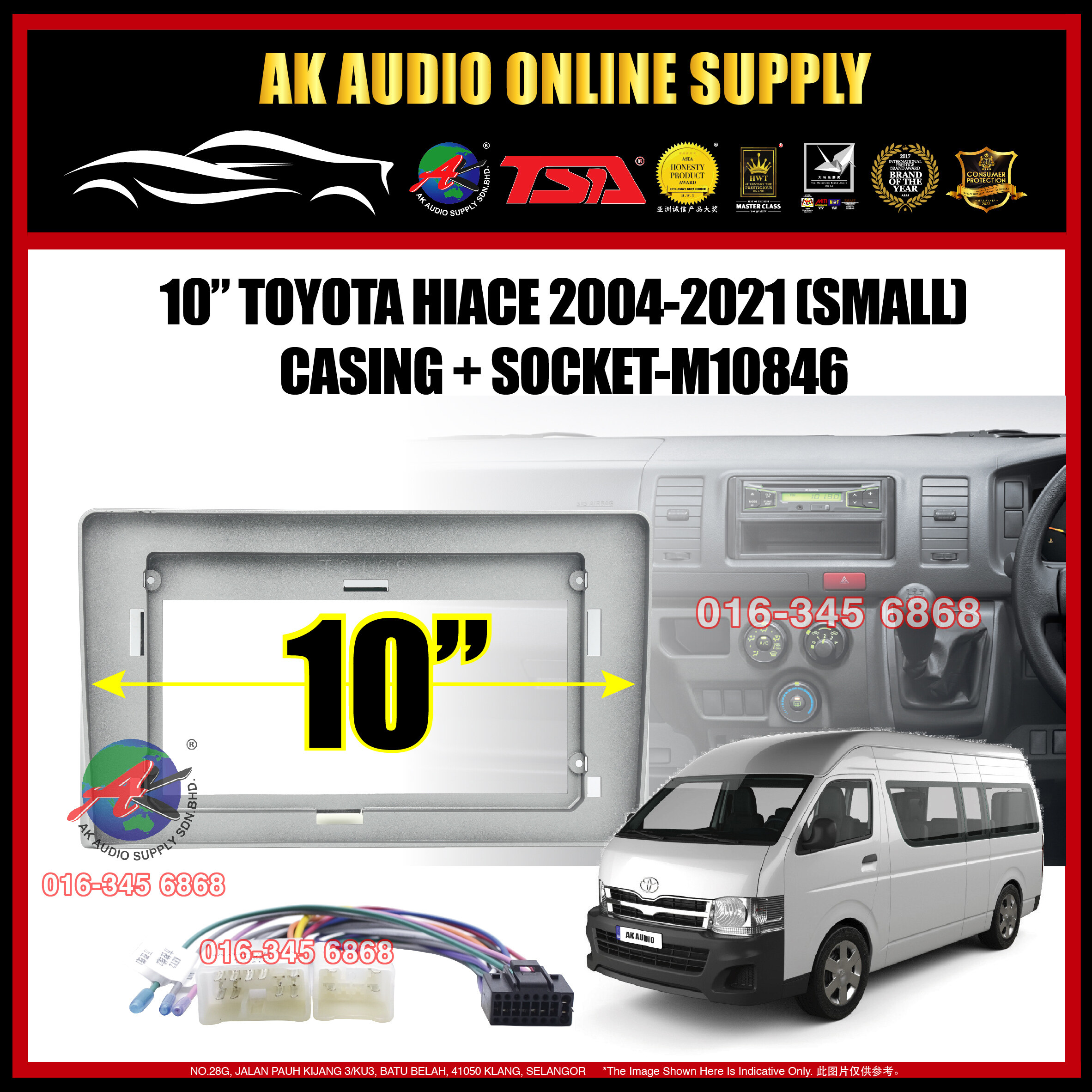 Toyota Hiace 2005 - 2021 Android player 10'' Casing + Socket- M10846 ...