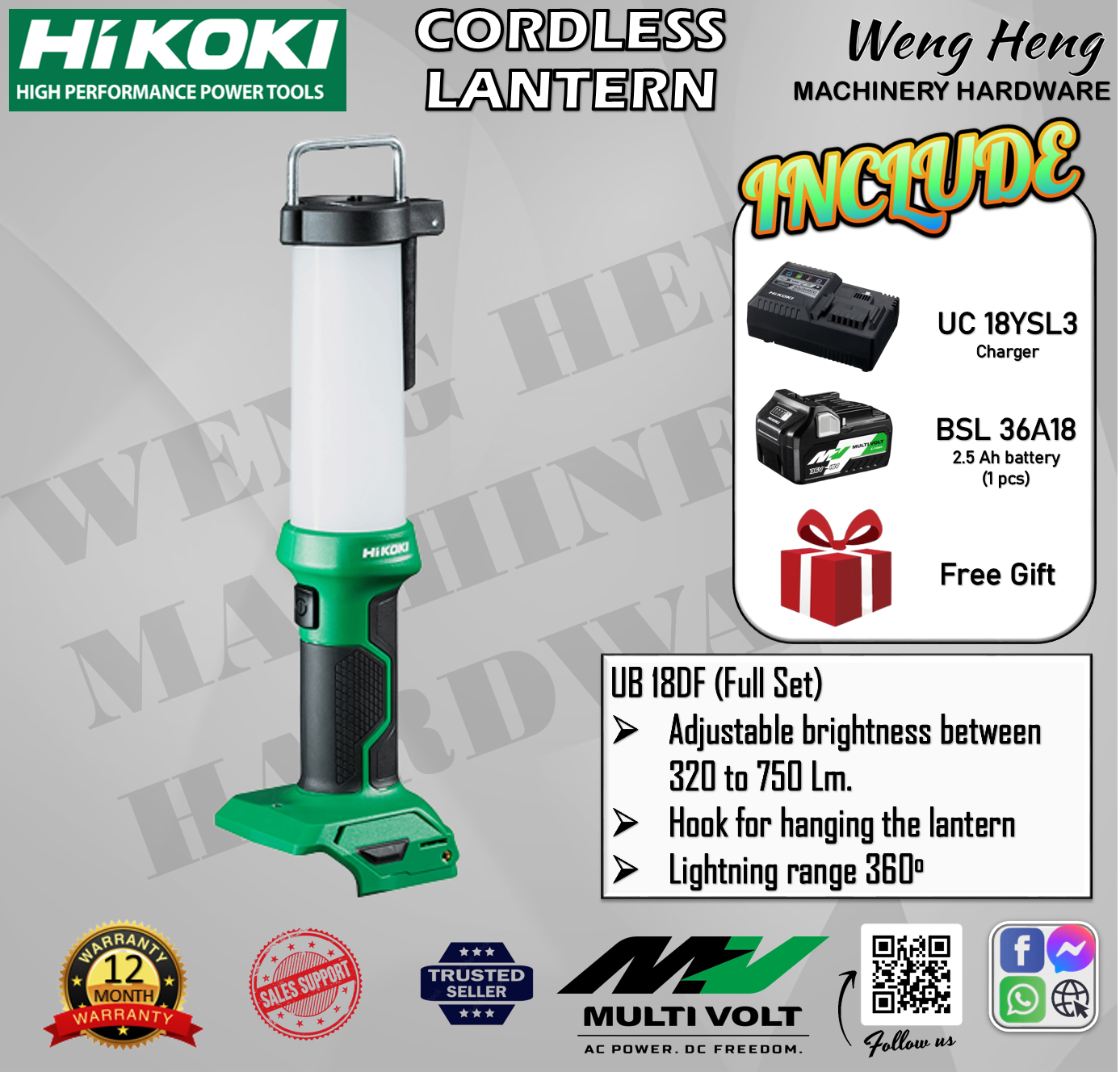 Hitachi/ Hikoki 18V Cordless Torch Light 250 Lumen / Most Compact 18V ...