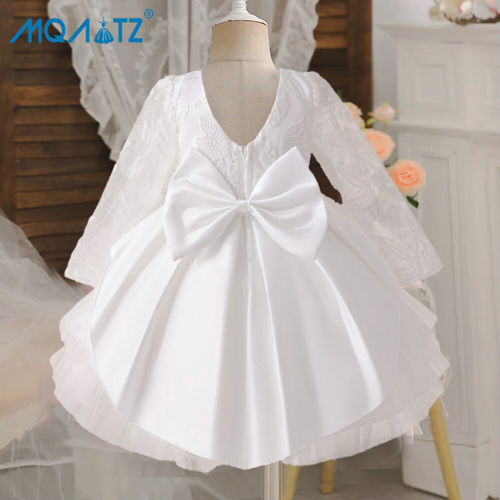 MQATZ White Lace 1st Birthday Toddler Girl Baptism Dress Flower Baby Girl Dress For Wedding ...