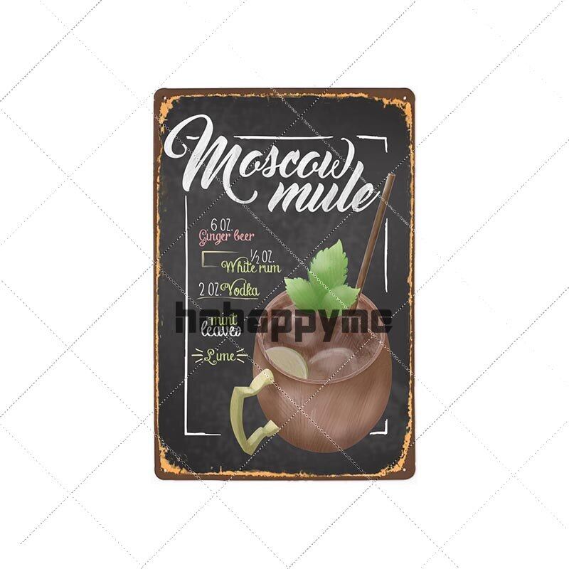 Cocktail Metal Tin Signs Mojito Retro Plaque Cuba Libre Moscow Mule ...