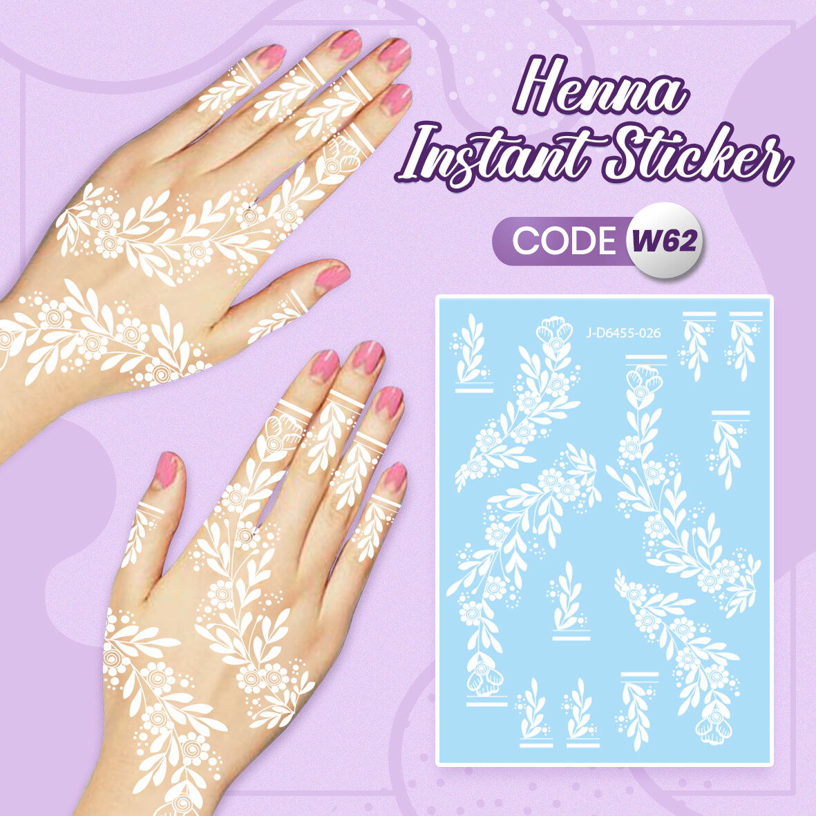 (Malaysia Stock) Henna Instant White/ Lace Tattoo Stickers Waterproof ...