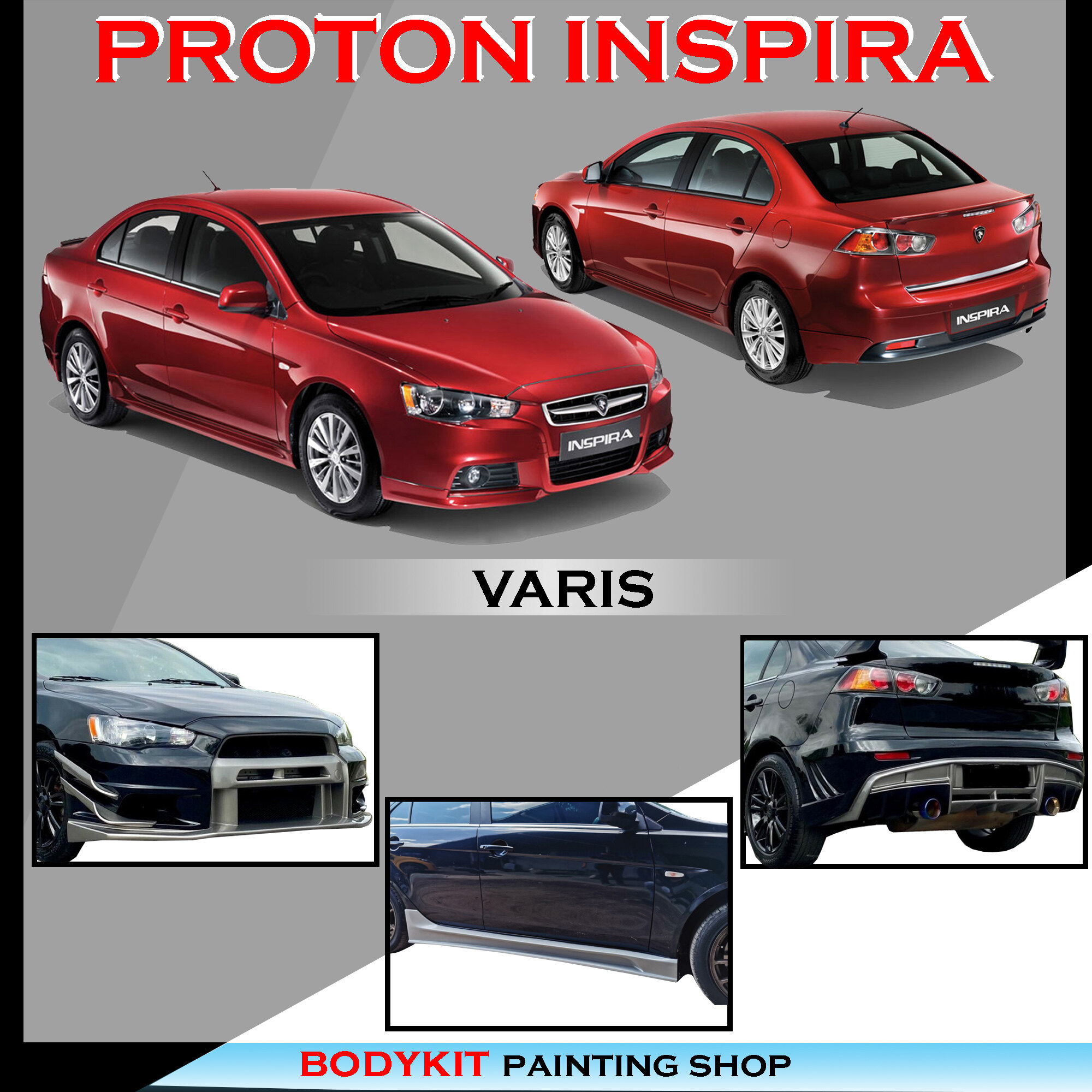 PROTON INSPIRA VARIS STYLE FULLSET SKIRTING(FRONT BUMPER,SIDE SKIRT ...
