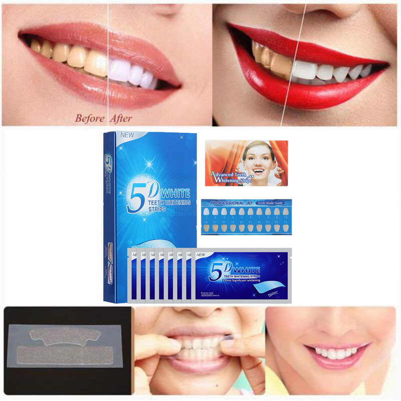 14Pcs Teeth Whitenings Strips 5D White Gel Double Dental Bleaching ...