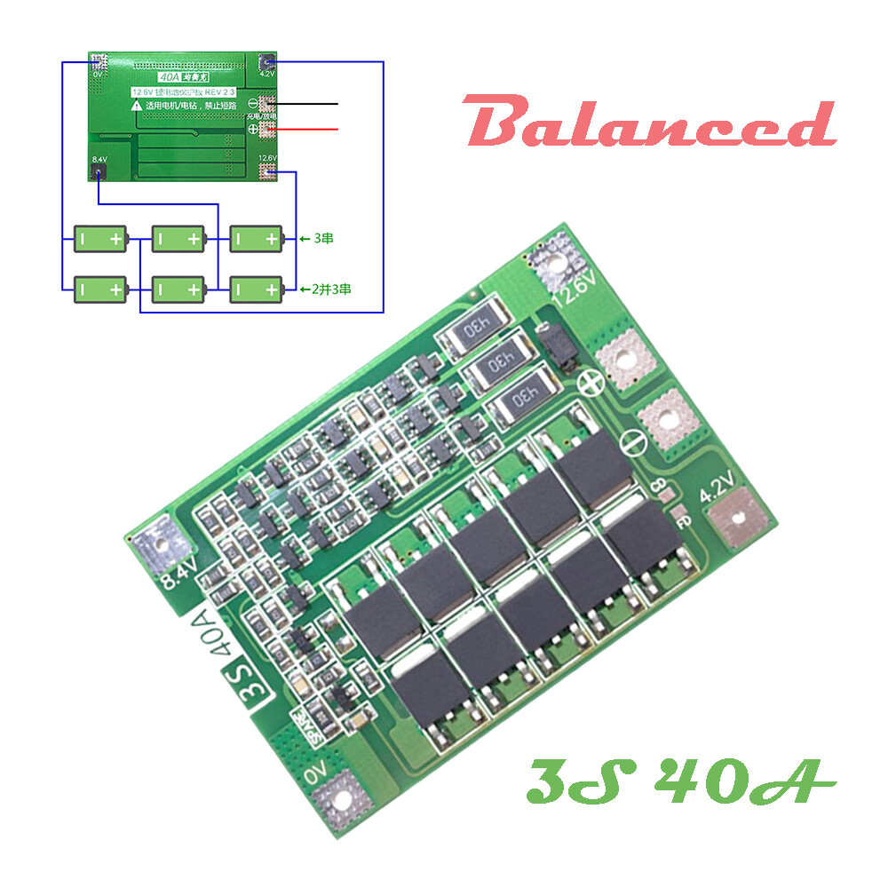 บอร์ดชาร์จแบตเตอร์รี 3S 40A 12.6V 18650 Li-Ion Lithium Battery BMS ...