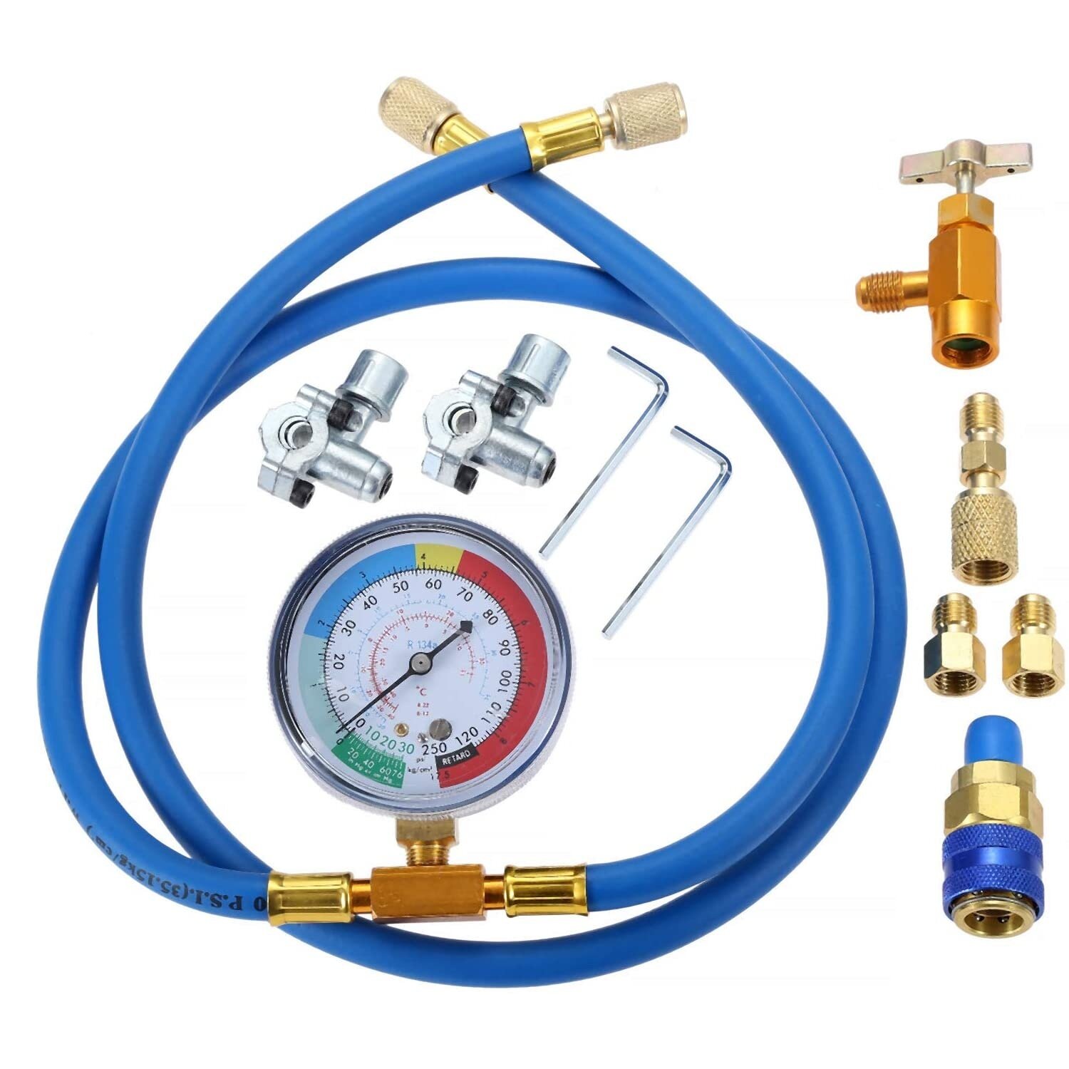 A/C R134A Coolant Hose 59Inch With Gauge Can Tap Quick Pair, r410A ...