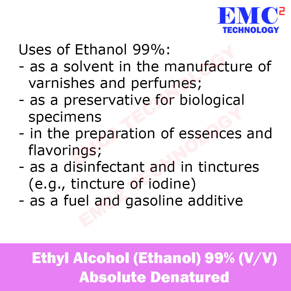 Ethanol (Ethyl Alcohol) Absolute 99% Denatured 200ml (non Methanol Denaturant) | Lazada