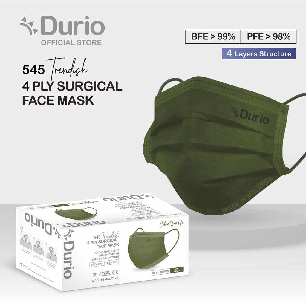 Durio 545 Trendish 4ply Surgical Face Mask (11 color options) - 40pcs ...
