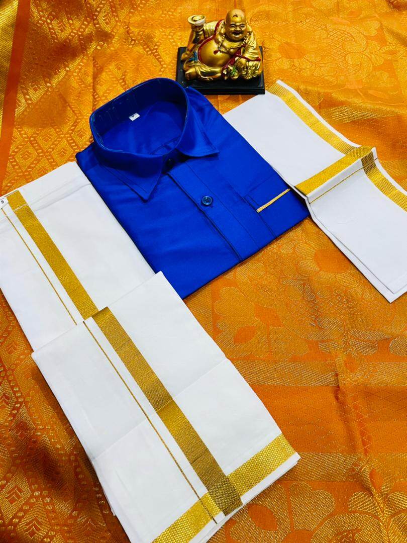 Kids cotton vesti dhoti + shirt / Indian Traditional / Ready made Ready ...