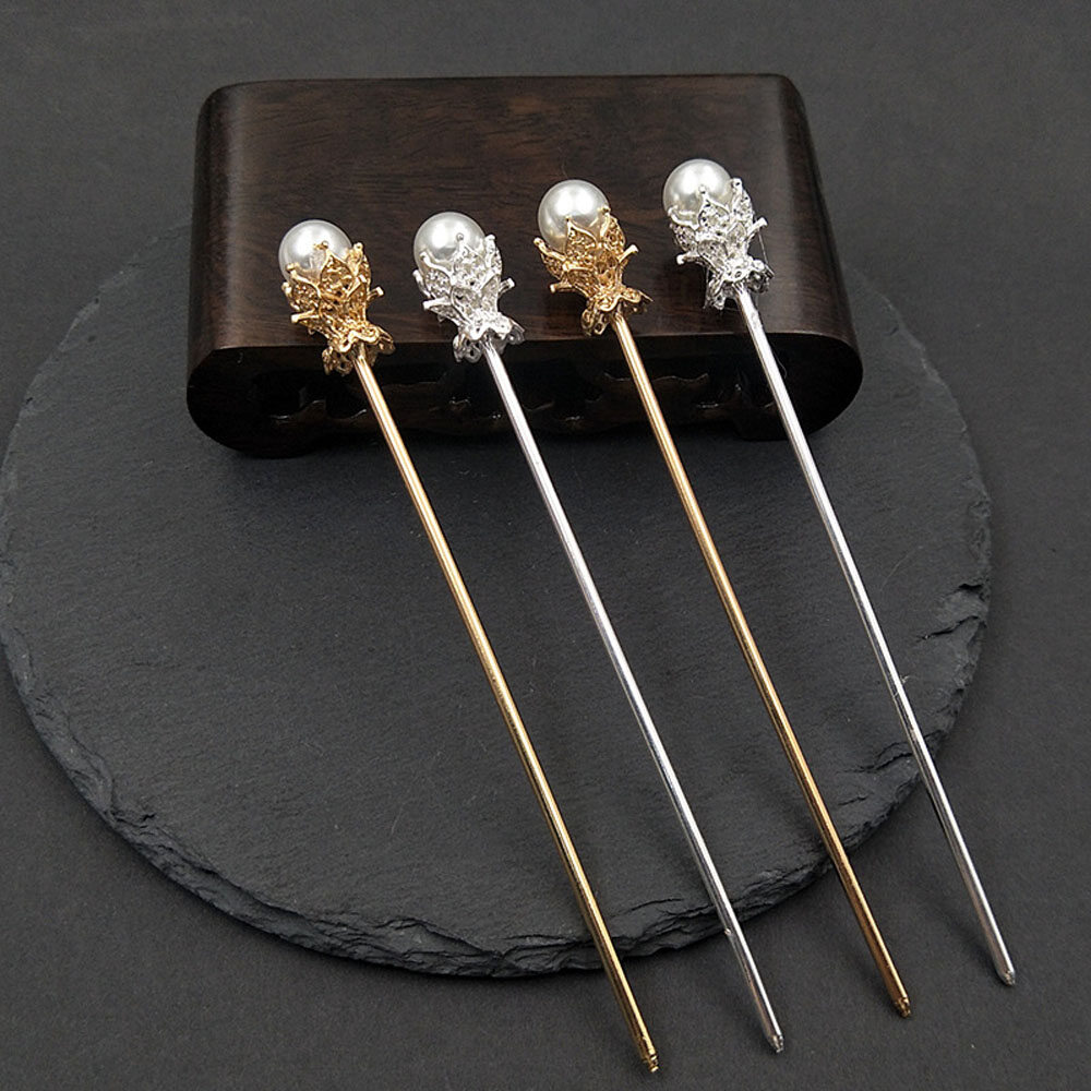 HHGY ผู้หญิงที่สง่างามวินเทจไข่มุกโลหะสไตล์จีนปิ่นปักผมเครื่องประดับผม ...