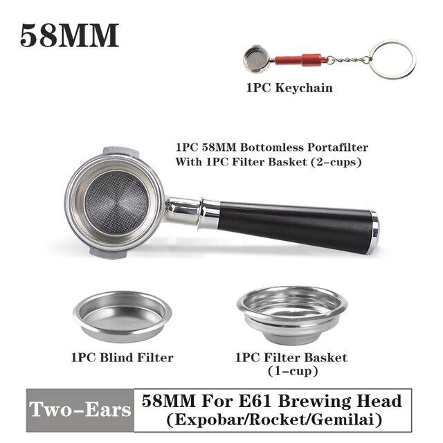 58MM Coffee Bottomless Portafilter For E61 Brewing Head Gemilai Expobar Rocket Machine Wooden ...