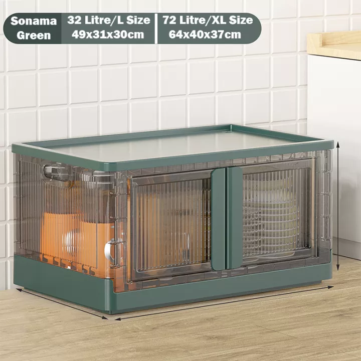 Haixin กล่องเก็บของพับได้72L 32L,กล่องเก็บของพลาสติกแบบพับได้กล่องเก็บของเล่นสองประตูพร้อมล้อ ...