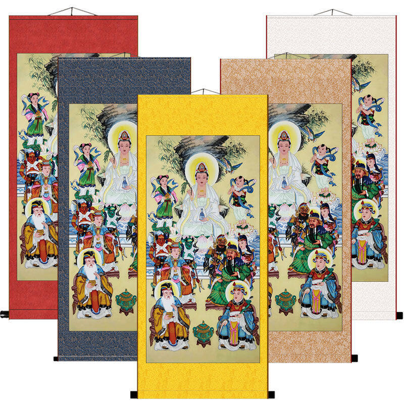 OneGuanyin พระโพธิสัตว์ Cihang Pudu เลื่อนห้องนั่งเล่นจีนแขวนภาพวาด ...