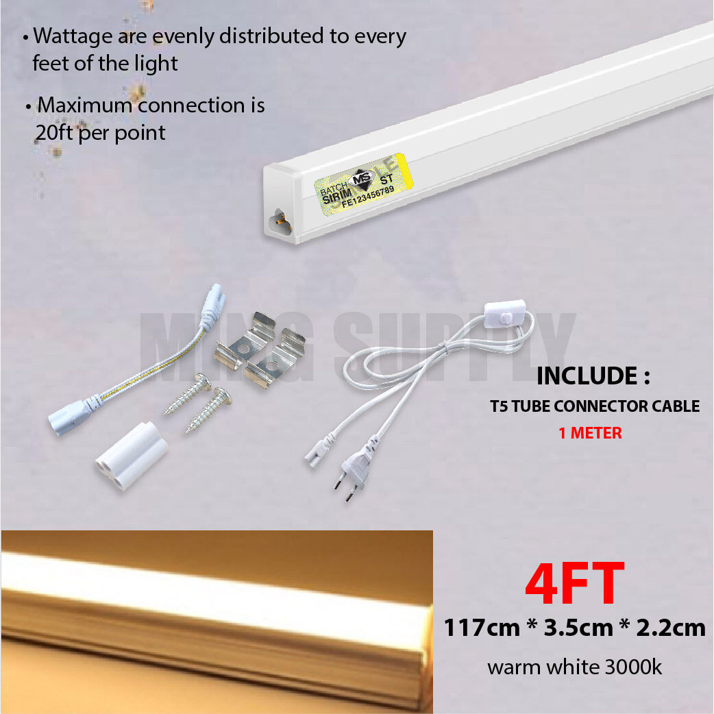 MS_ SIRIM LED T5 Tube Light Complete Set Connector Plug Ceiling Strip ...